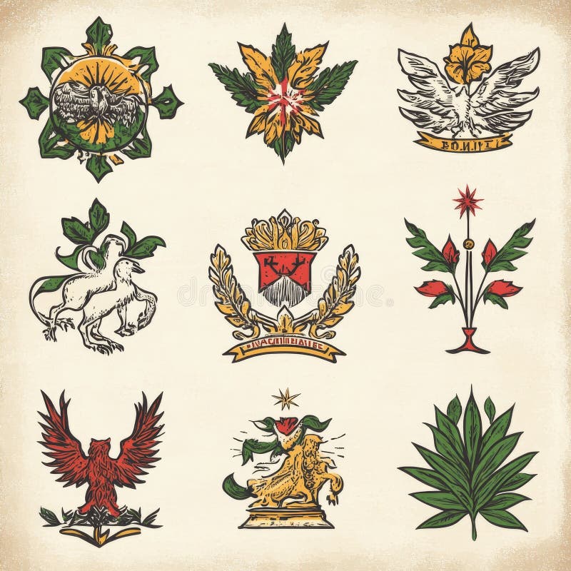 Vintage Heraldic Design Elements Set, Vector Illustration Eps 1 Stock ...