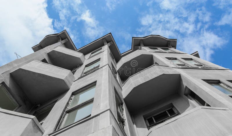 Vintage High Building on a Background of Clouds Stock Photo - Image of ...