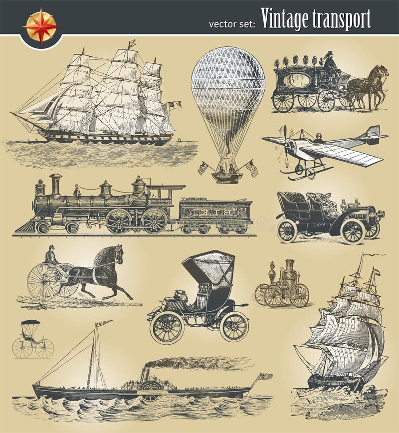 Vintage Historical Transport Stock Vector - Illustration of driver ...