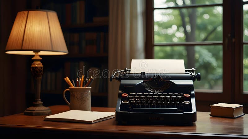 Vintage Home Office for Writers with a Typewriter Stock Illustration ...