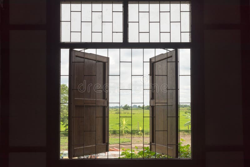Vintage Home Style Window Outside Countryside View Stock Image - Image ...