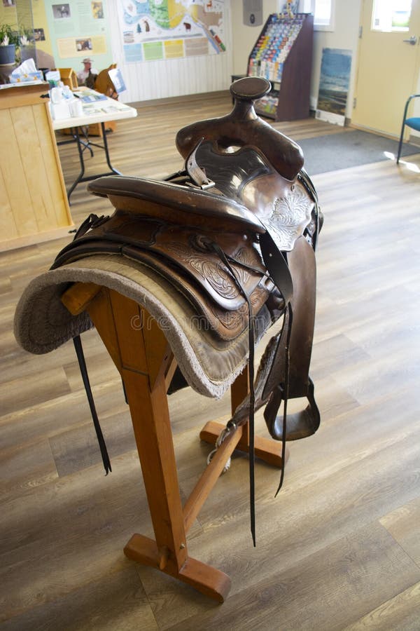 Vintage Horse Saddle on Display at Old Ranch Stock Image - Image of ...