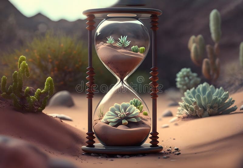 Vintage Hourglass on the Background of the Desert, Sandstorms. Stock ... Vintage Hourglass on the Background of the Desert, Sandstorms. Stock ...