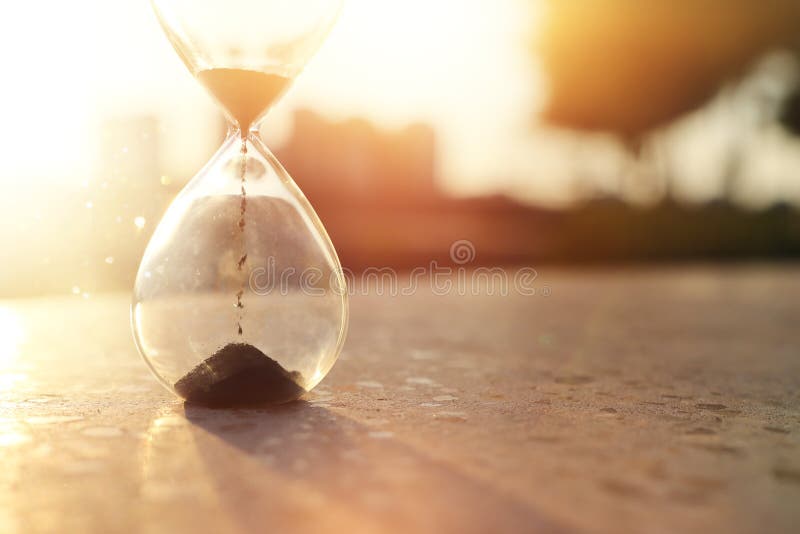 Vintage Hourglass Clock Over Table Stock Image - Image of business ...