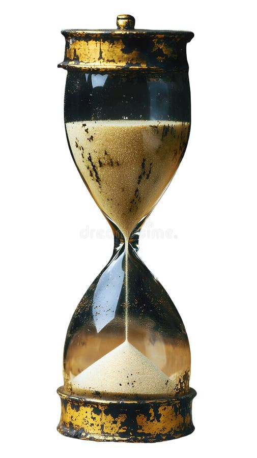 Vintage Hourglass with Flowing Sand Stock Illustration - Illustration ...