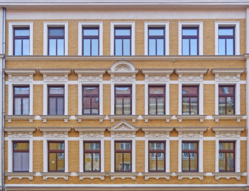 Vintage House Facade Windows Pattern Stock Image - Image of pattern ...