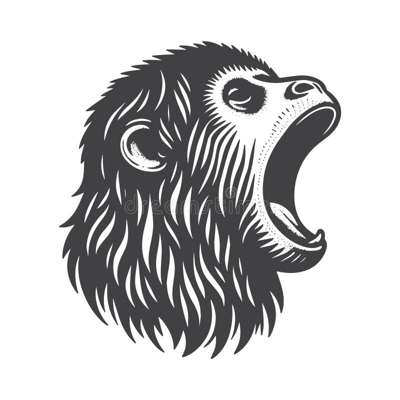 Vintage Howler Monkey Roaring Jungle Animal Engraved Vector ...
