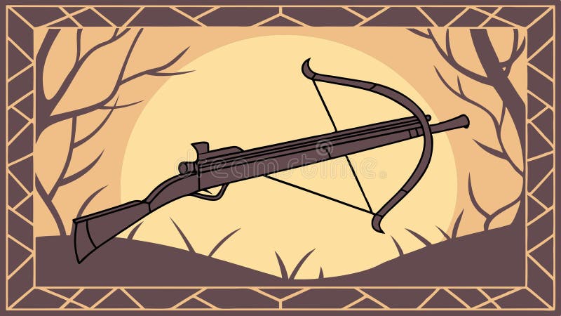Hunting Rifle in Ornate Frame Classic Weaponry Vector Art, Vector ...