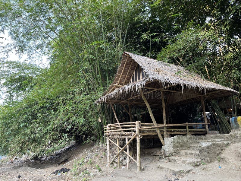 Vintage Hut Made from Bamboo Tree and Straw Roof Stock Image - Image of ...