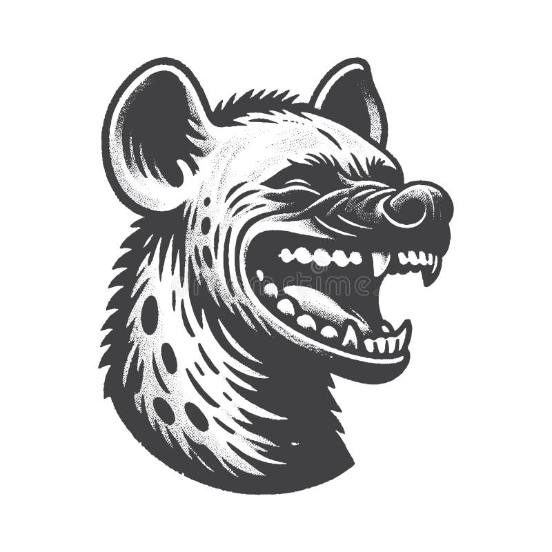 Vintage Hyena Laughing with Wide Grin Vector Illustration. Stock Vector ...