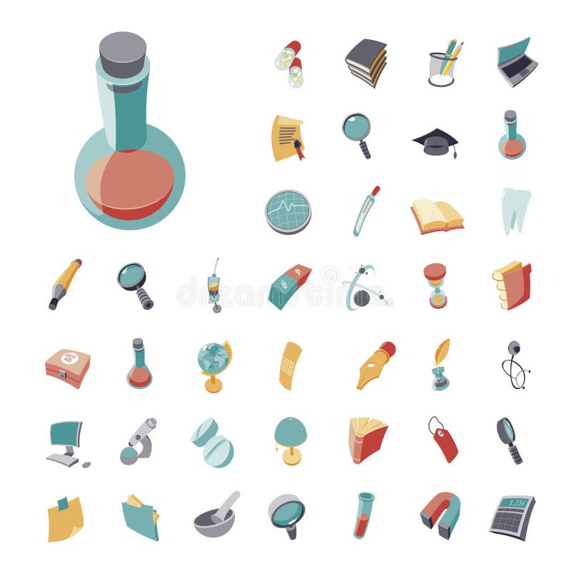 Vintage Icons Set for Science and Medical Stock Vector - Illustration ...