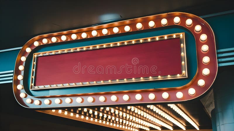 Vintage Illuminated Signboard with Red Background and Blank Space Stock ...