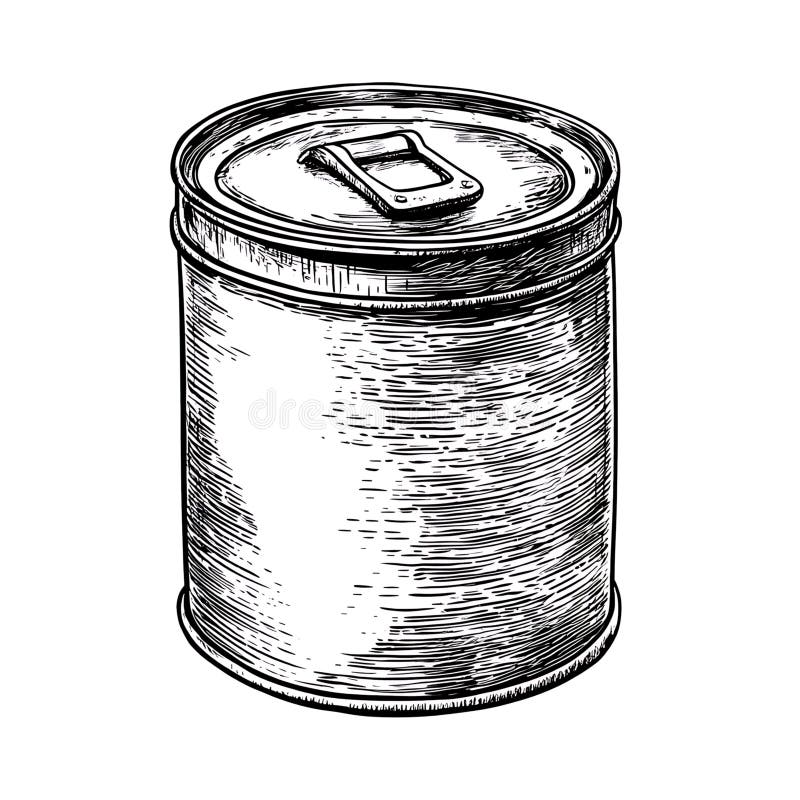 Vintage Illustration of a Closed Tin Can Stock Illustration ...