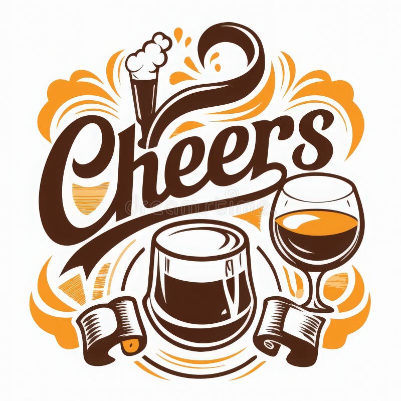 Whisky and Beer Cheers Sticker Stock Illustration - Illustration of ...