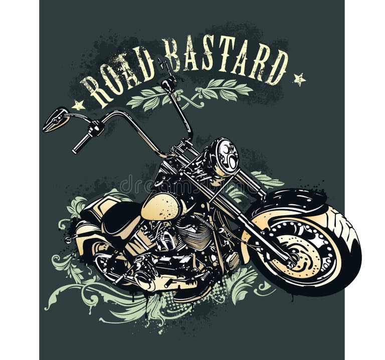 Vintage Image of Chopper Motorcycle Stock Vector - Illustration of ...