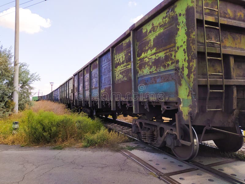 Vintage Image of the Empty Freight Train Departs from Jasper Station ...