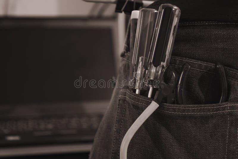 Vintage Image Style. Set of Engineer Hand Tools in Jeans, a Jeans with ...