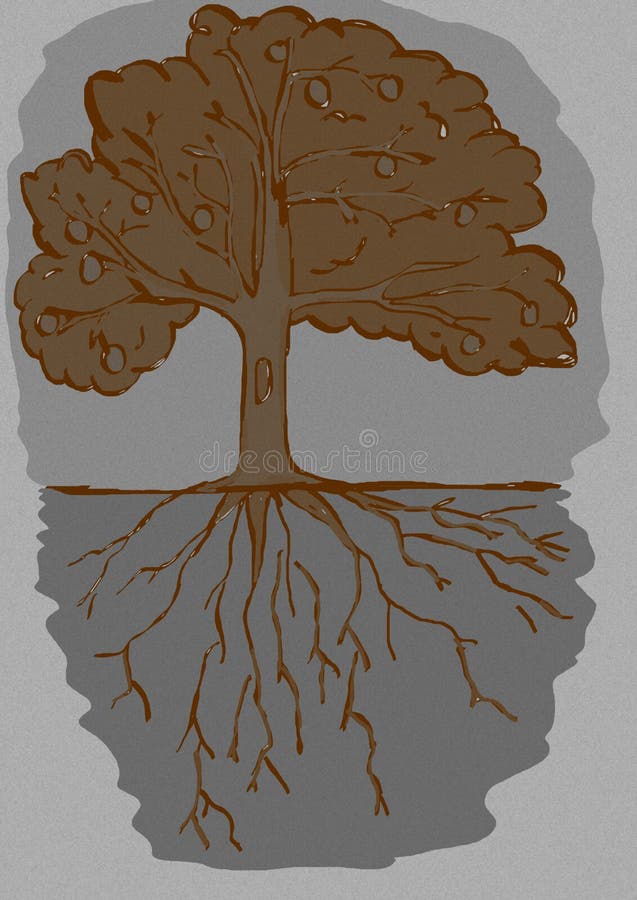 Tree and roots vintage stock illustration. Illustration of icon - 118875958