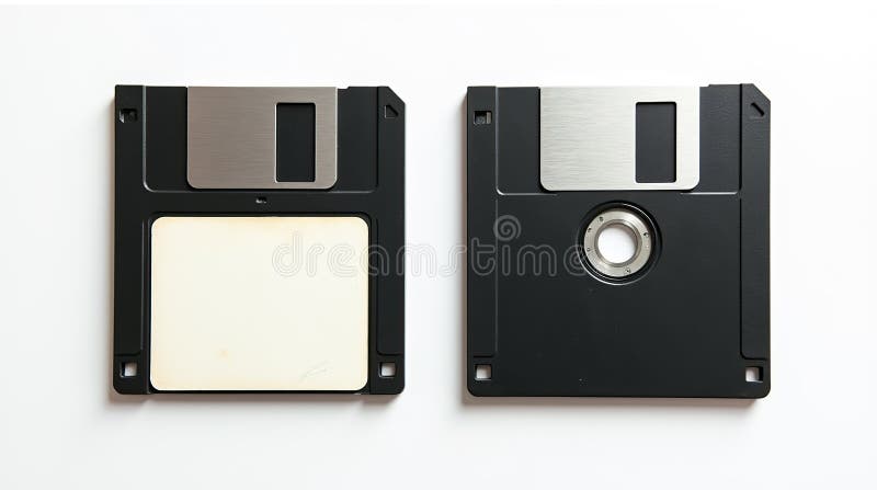 Vintage 3.5-Inch Floppy Disks Featuring Front and Back Views on White ...