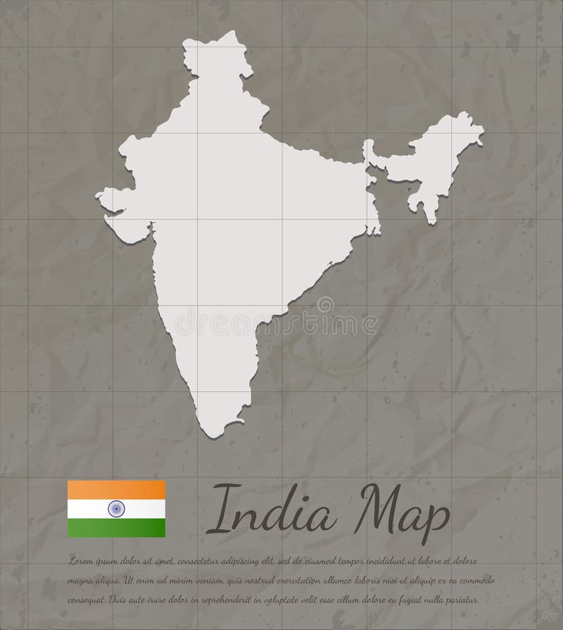 Vintage India Map. Paper Card Map Silhouette Stock Vector ...