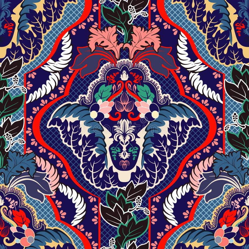 Vintage Indian Seamless Pattern Stock Vector - Illustration of leaf ...