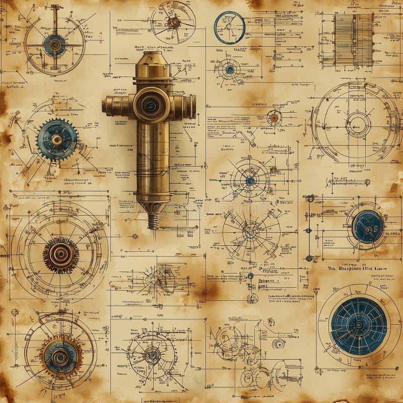 Historical Mechanical Engineering Blueprints Stock Illustrations – 111 ...