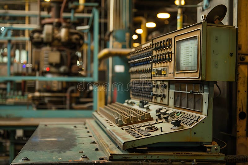Vintage Industrial Control Panel in a Factory Setting Stock ...