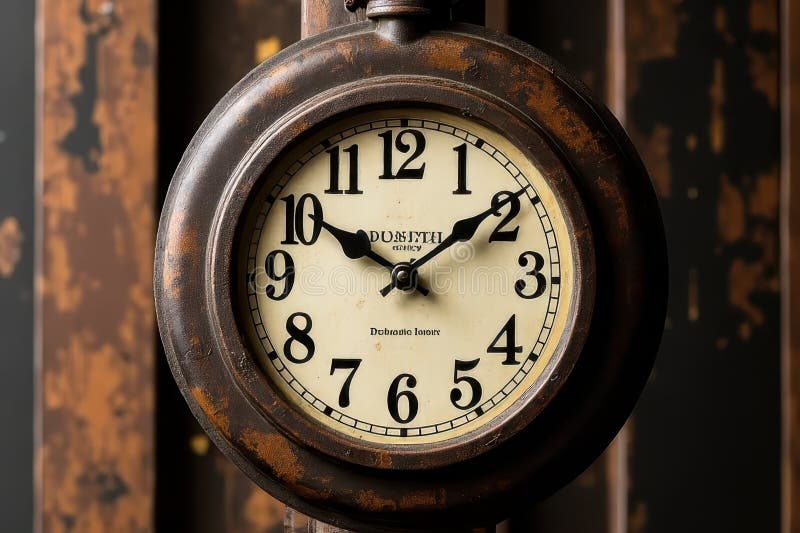 Vintage Industrial Wall Clock in a Rustic Setting Stock Illustration ...