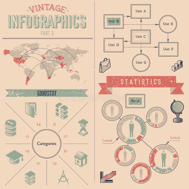 Vintage Infographics Design Elements Stock Vector - Illustration of ...