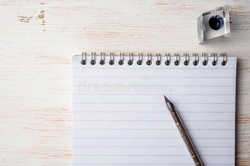 Vintage Ink Pen, Notebook with Lines Stock Photo - Image of editor ...