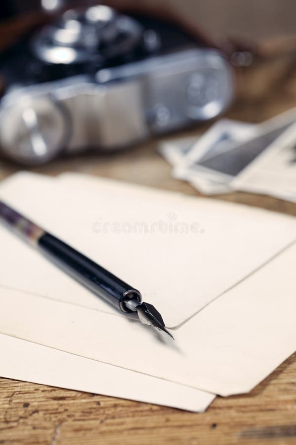 Vintage Ink Pen, Old Photos and Camera Stock Image - Image of paper ...