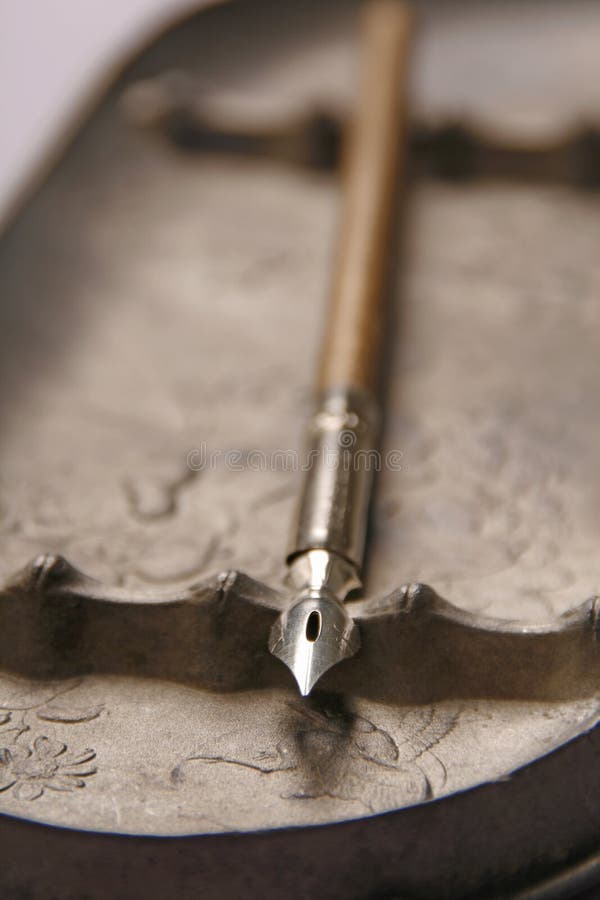 Vintage ink pen tray stock image. Image of calligraphy - 43930609