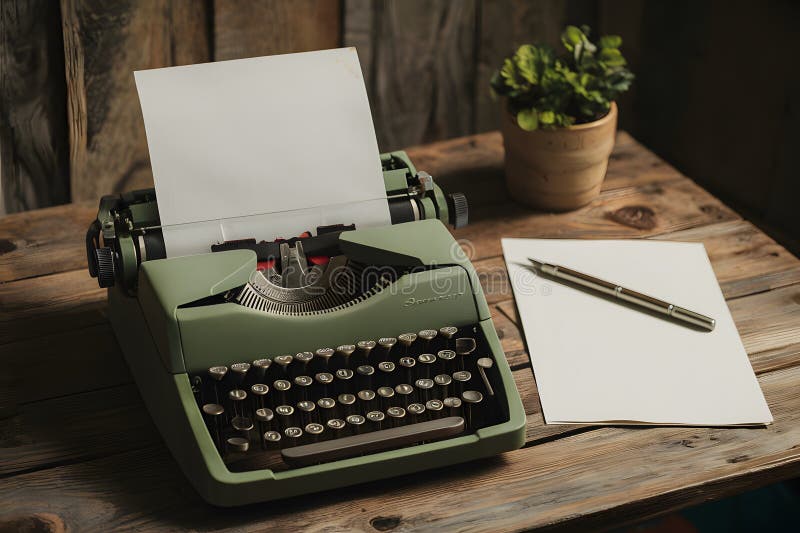 Vintage Inspiration Blank Page Awaits beside Timeless Typewriter Stock ...