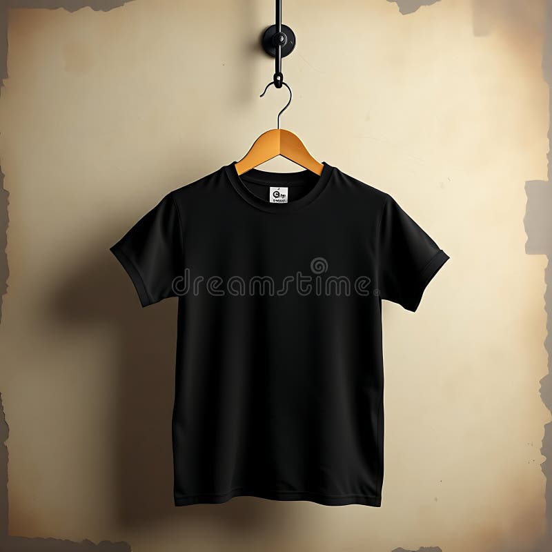 A Vintage Inspired Black T Shirt Mockup Suspended with a Distressed ... A Vintage Inspired Black T Shirt Mockup Suspended with a Distressed ...