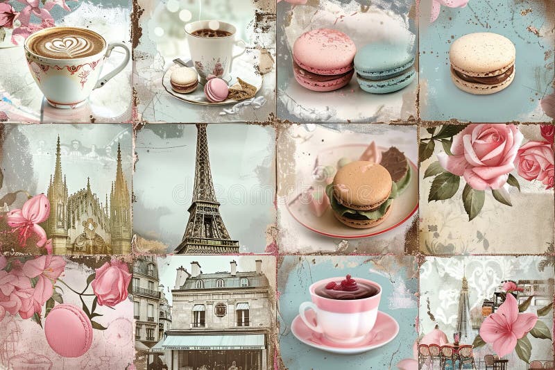 A Vintage-inspired Collage Featuring Quintessential Parisian Elements ...