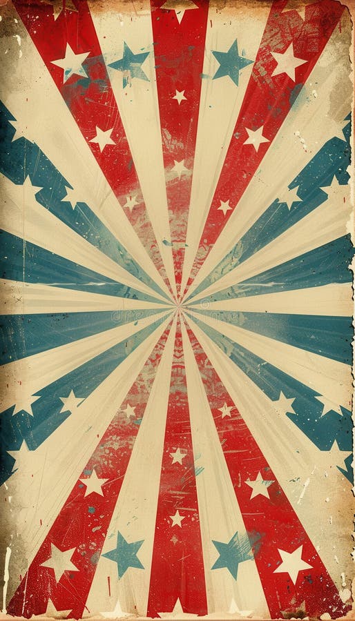 Retro Stars and Stripes Sunburst Design for Vintage-Inspired Campaigns ...