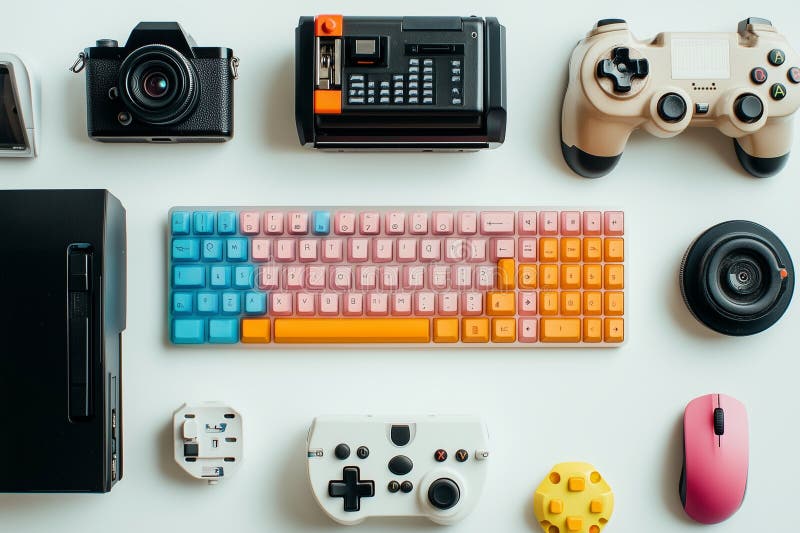 Vintage Inspired Flat Lay of Retro Technology Items Stock Image - Image ...