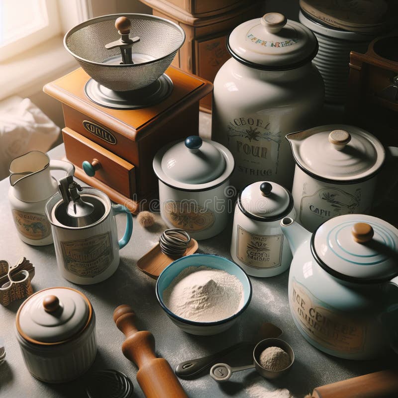 Vintage Inspired Kitchenware, Pho Stock Photo - Image of item, vintage ...