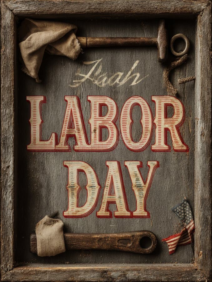 Vintage Labor Day Poster with Distressed Style and Bold Typography ...