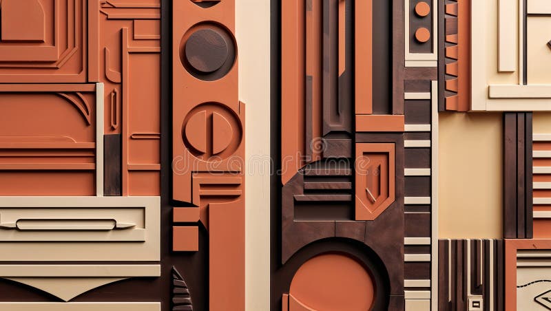 Architectural Relief Panels with Geometric Carvings Stock Illustration ...