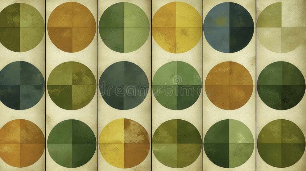 Retro Pattern of Divided Ovals in Warm and Cool Earthy Tones Stock ...