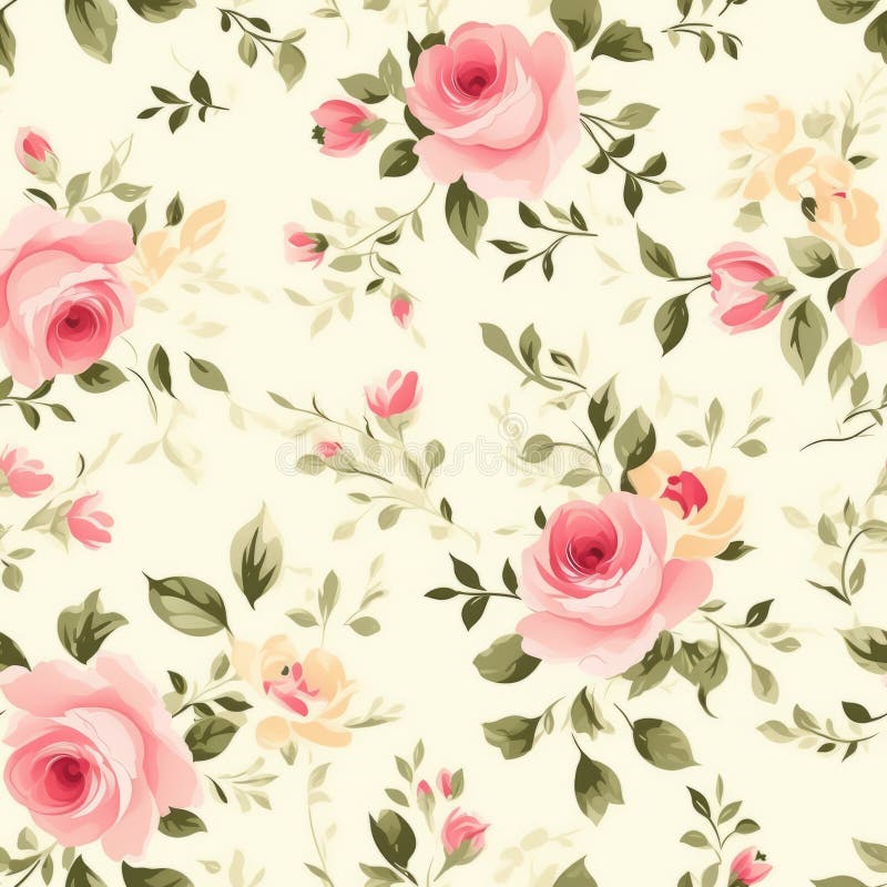 Vintage-inspired Pattern with Small Delicate Roses AI Generated Stock ...