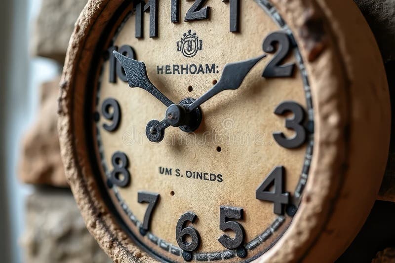 Vintage-Inspired Rough Stone Wall Clock Stock Illustration ...