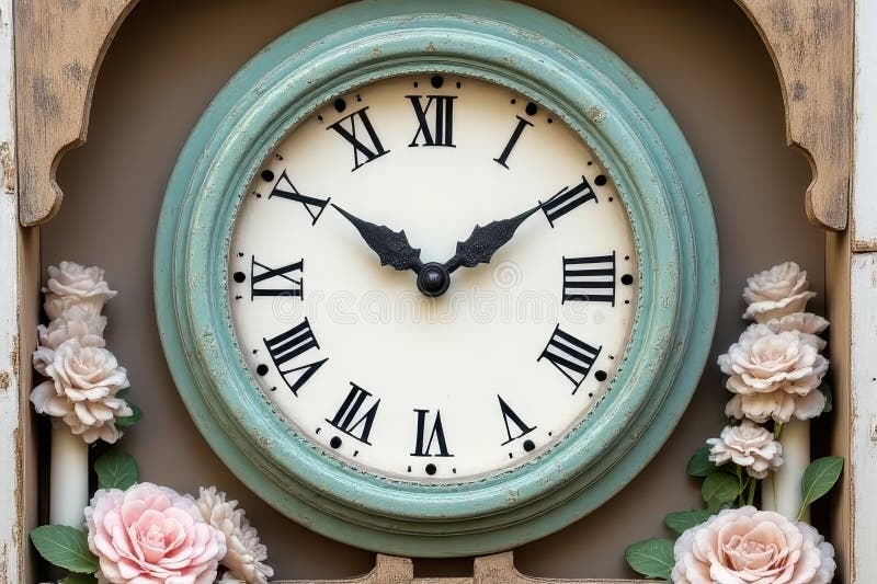 Vintage-Inspired Shabby Chic Wall Clock Stock Illustration ...