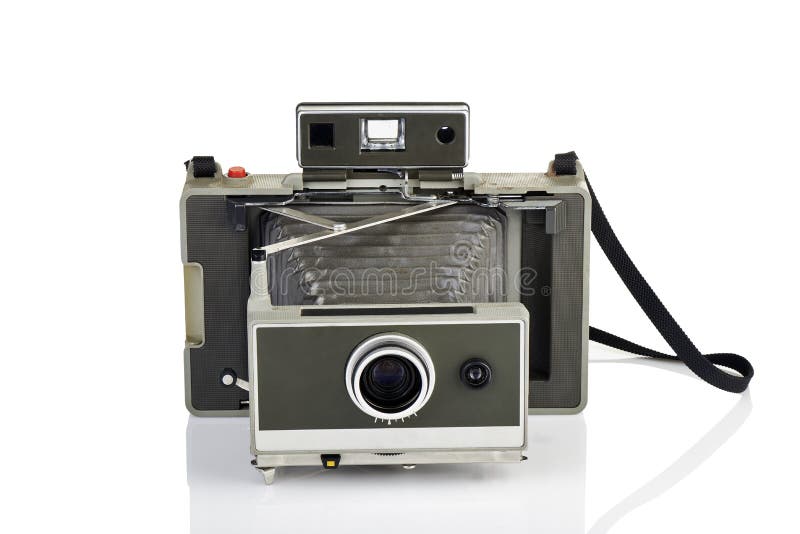 Vintage Instant Camera on White Stock Photo - Image of frame ...