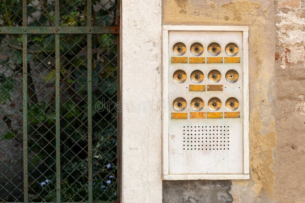 Old Intercom Panel with Brass Buttons Stock Image - Image of urban ...