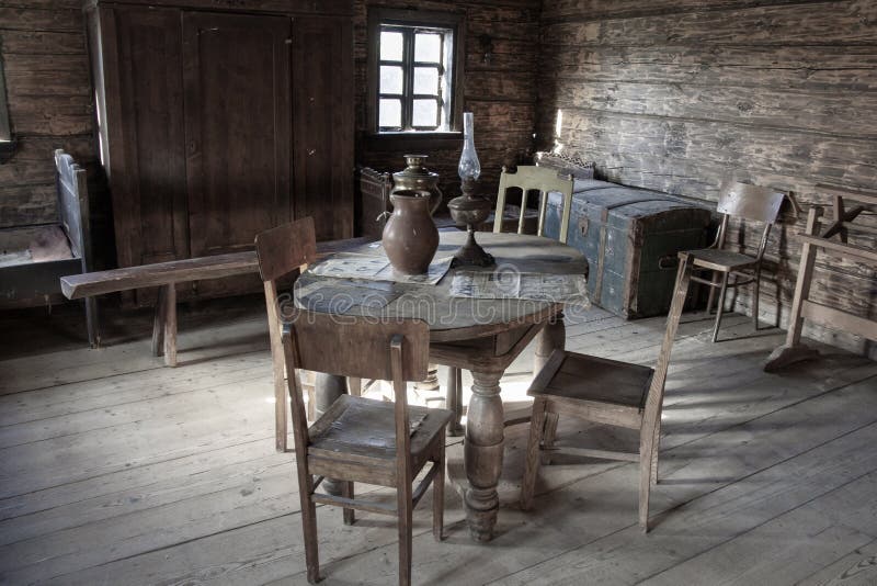 Vintage Interior Room in Old Rural House. Editorial Stock Image - Image ...