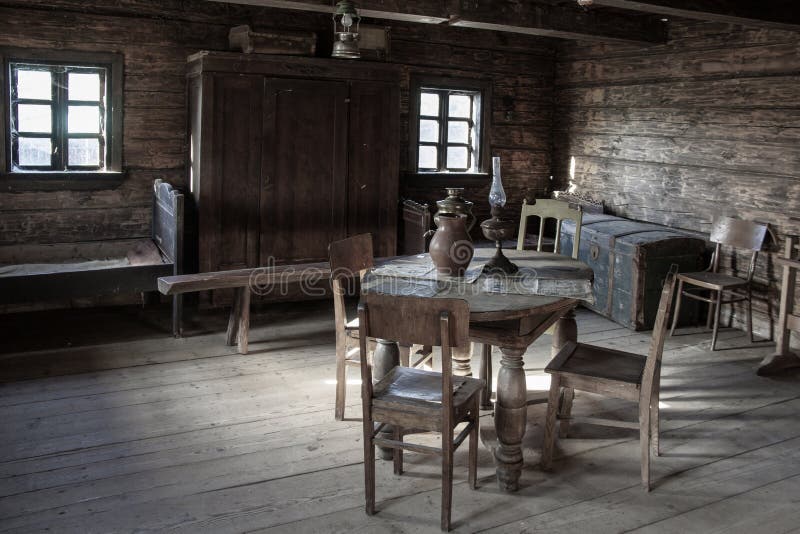 Vintage Interior Room in Old Rural House. Editorial Photography - Image ...