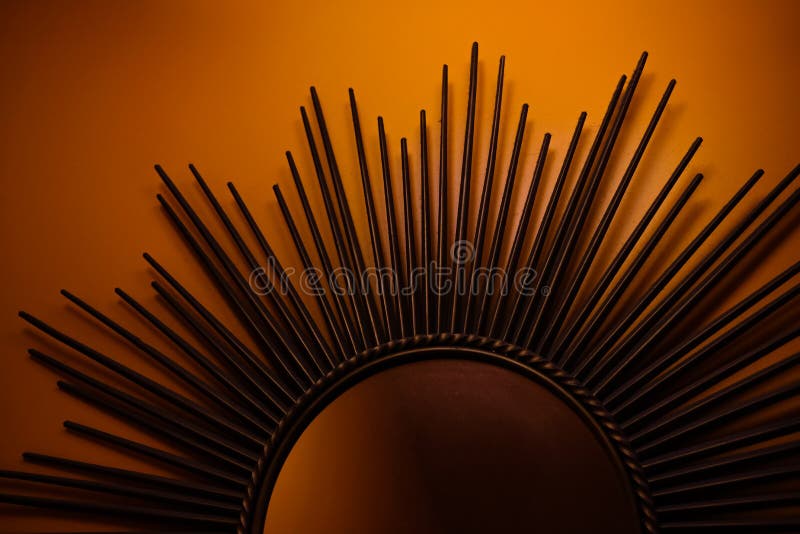 Vintage Interior Wall Mirror in the Shape of a Sun with Metal Brass Sun ...