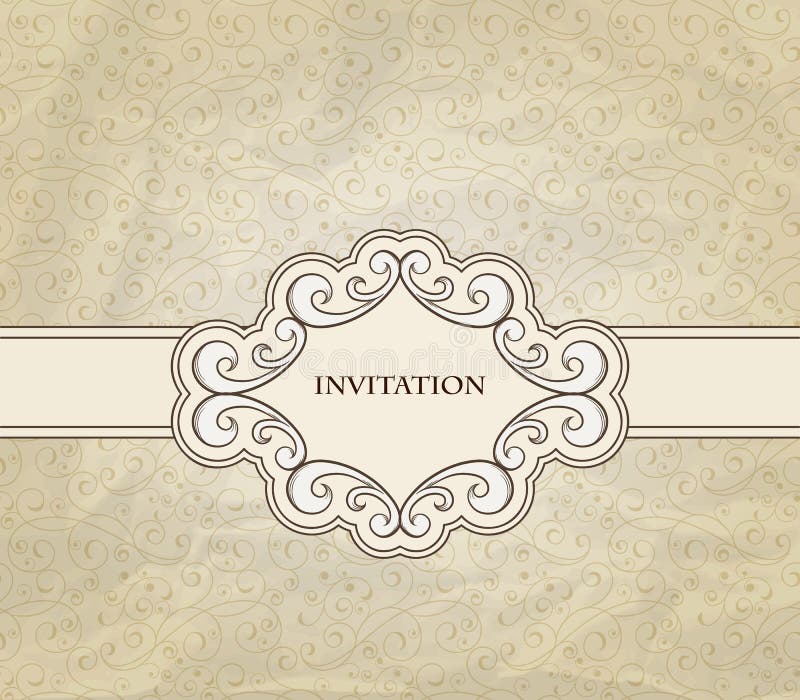 Vintage Invitation, Invitation on floral frame and seamless floral ...